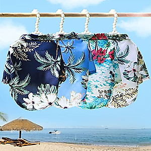 4 Pieces Pet Summer Shirts Hawaiian Style Dog T-Shirts Floral Coconut Tree Printed Puppy Shirt Summer Beach Dog Apparel Cat Outfit Shirt Breathable Pet Cool Clothes for Small to Medium Pets (XX-Large)