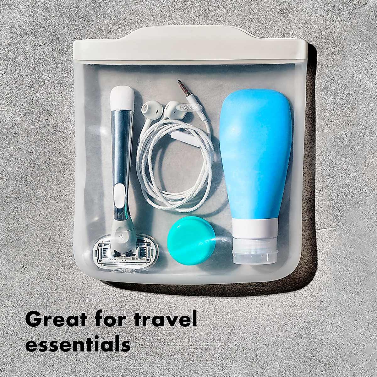 OXO Good Grips Silicone Reusable Bags – 4 Piece Starter Set - Oat/Lagoon