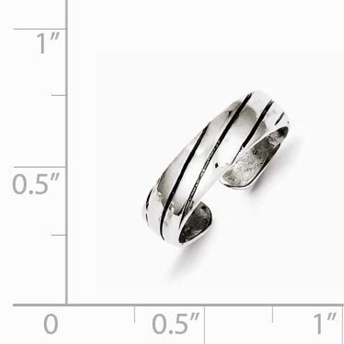 The Black Bow Antiqued Grooved and Twisted Toe Ring in Sterling Silver