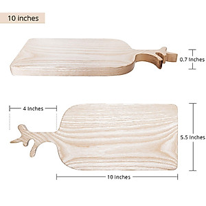 Cubicity JSC Rectangular Wood Tray with Tree Shape Handle 10 x 5.5 Inch, Kitchen Serving Plate Service Tableware Serveware Cheese Snack Platter Wooden Board Minimal Home Décor, Light Brown Ash Wood