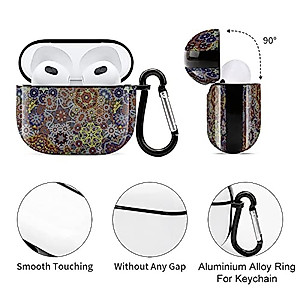 Vintage Psychedelic Paisley Motif Printed Bluetooth Earbuds Case Cover Compatible for Airpods 3 Protective Storage Box with Keychain