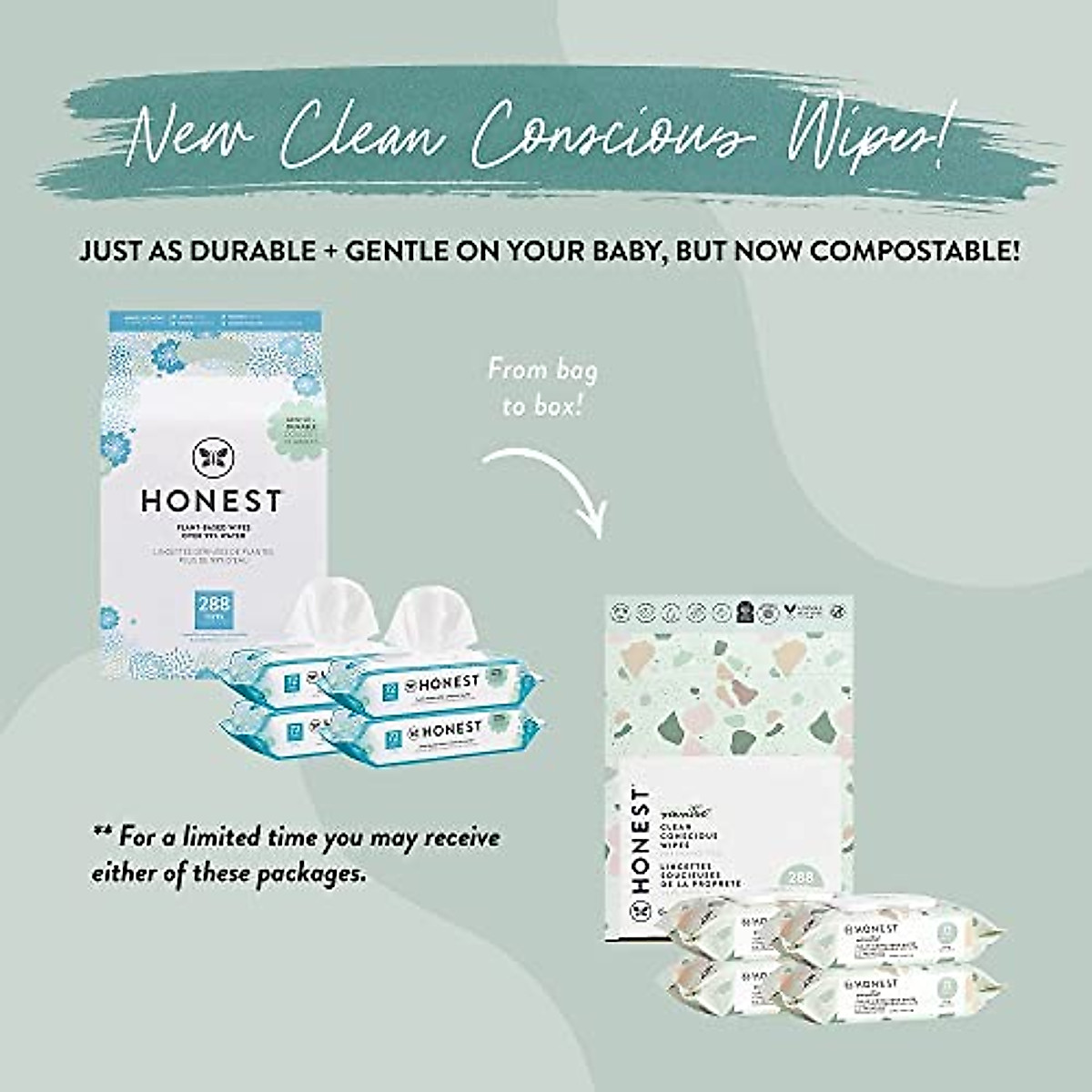 The Honest Company Clean Conscious Wipes | 100% Plant-Based, 99% Water, Baby Wipes | Hypoallergenic, Dermatologist Tested | Geo Mood, 288 Count