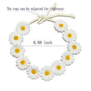 zYoung Sunflower Crown Daisy Hair Wreath Bridal Headpiece Photo Props (White)
