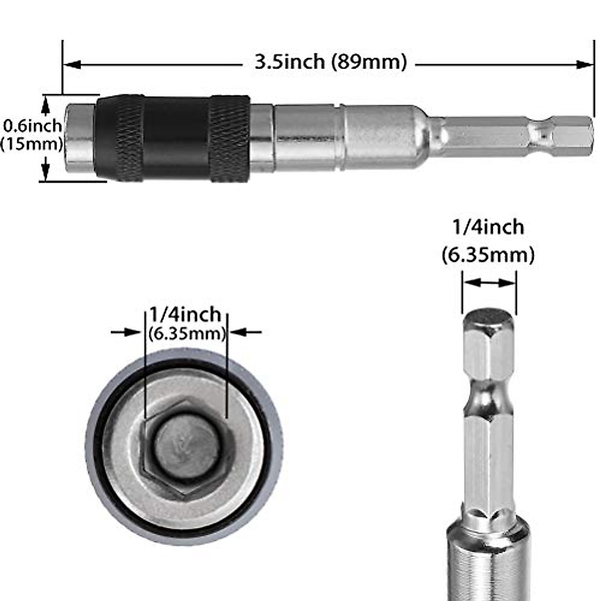 2 Pack Pivoting Bit Holder Magnetic Pivot Drill Bit Holder Quick Release Flexible Screwdriver Bit Holder for Tight Spaces or Corners