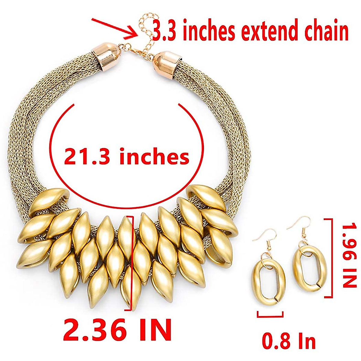 Barode African Bib Choker Necklaces Gold Statement Necklace Collar Chunky Choker National Tribal Necklace Jewelry for Women(Gold)