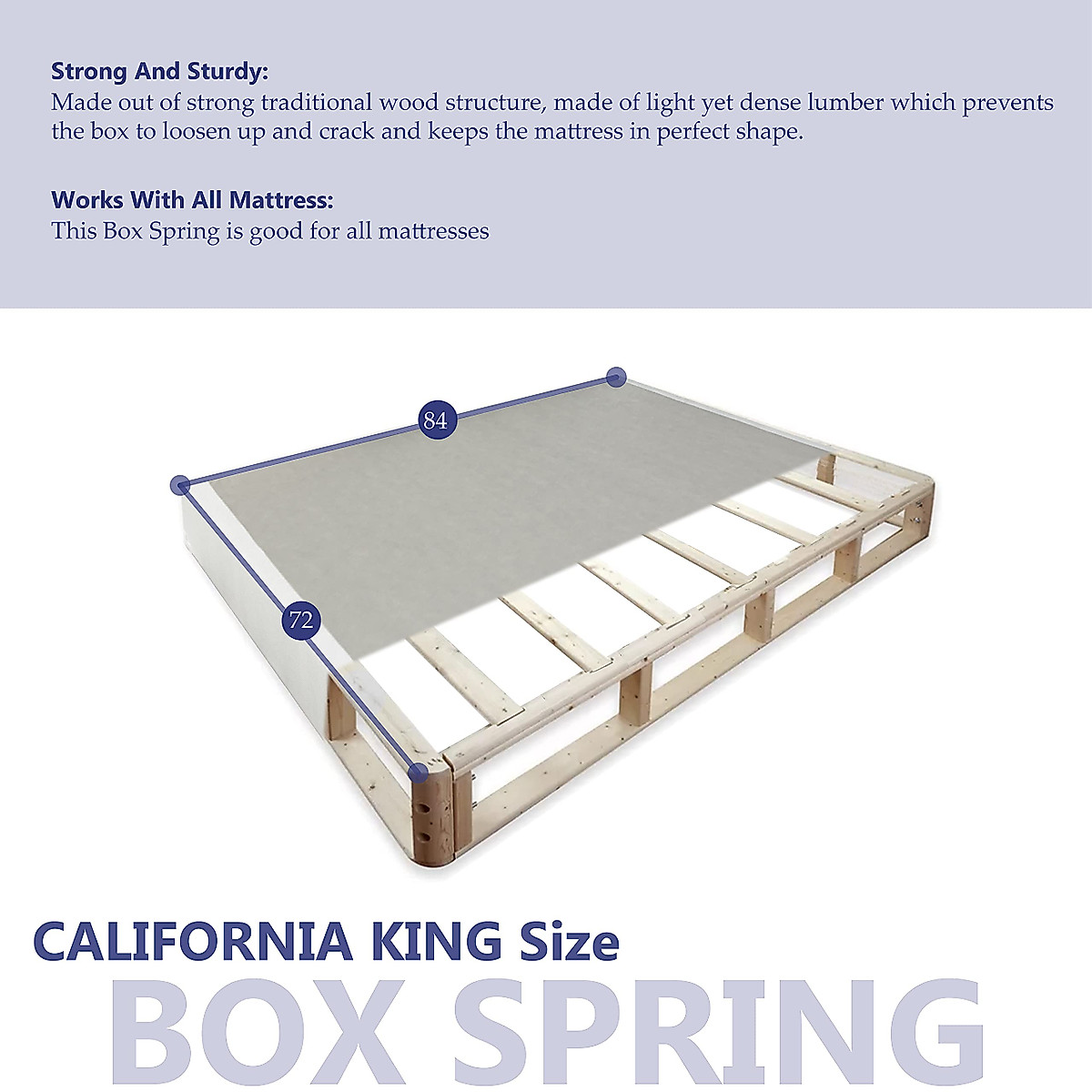 Spinal Solution 8-Inch Wood Split Traditional Box Spring/Foundation for Mattress, California King, 9