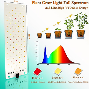 Grow Light,40W Ultra-Thin Panel Grow Lights for Indoor Plants,316LEDs Full Spectrum Grow Lights for Under Cabinet Plant, Grow Lamp with 3/9/12H Timer,10 Dimmable Levels for Plants Growing (4pcs)