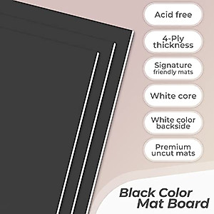 Frametory, 12x12 Black Uncut Picture Mat Boards, Backing Boards for Frames, Photos, Crafts - Pack of 12