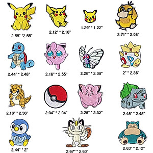 Iron on Patches 30 Pieces Anime Pocket Monster Embroidered Iron on/Sew on Decorative Applique Patch Patches for DIY Jeans, Jackets, Shirts, Bag, Caps