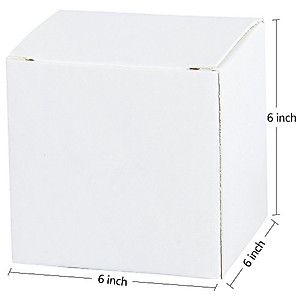 LaRibbons 20Pcs Recycled Gift Boxes - 6 x 6 x 6 inches White Paper Box Kraft Cardboard Boxes with Stickers Cotton String, Perfect for Party, Wedding, Gift Wrap