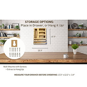 Bamboo Ziplock Baggies Storage Bag Organizer, sandwich bag organizer, Aluminum Tin Foil and Wrap Cutter Dispenser, Drawer or wall Organization,6 in 1 Kitchen Holder