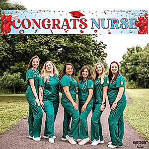 Xtra-Large Congrats Nurse Banner - 120x20 Inch | Blue and Red Nursing Graduation Party Supplies | Nurse Party Decorations | Rn Graduation Party Decorations 2023 | Nurse Graduation Decorations 2023