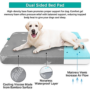 Waterproof Dog Beds for Large Dogs 38" x 26", Washable Large Dog Bed Pad or Outdoor Pet Bed, Memory Foam Dog Beds & Furniture, Grey Large Dog Mat for Sleeping