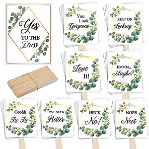 Lewtemi Set of 33 Wedding Dress Shopping Signs Paddles Say Yes to The Dress Props Bridal Dress Signs Wedding Shop Sign for Bridesmaids and Brides Bachelorette Party Games(Classic Style)