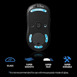 Superglide - Fastest and Smoothest Mouse Feet/Skates Made with Ultra Strong Flawless Glass Super Fast Smooth and Durable Sole for Logitech GPro Wireless [Blue]