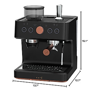 Café Bellissimo Semi Automatic Espresso Machine + Milk Frother | WiFi Connected| Built-In Bean Grinder, 15-Bar Pump & 95-Ounce Water Reservoir | Matte Black, C7CESAS3RD3