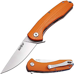 Folding Knife - Pocket Flipper Knofe - Classic Utility Sharp Knives - 5Cr15MoV Stainless Steel Blade with G-10 Handle Metal Clip - Best for Urban Camping and Hiking - Gifts for Men S-35