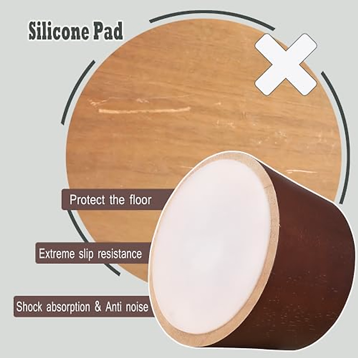 Furniture Raisers Bed Risers - 1 Inch Wooden Circle Heavy Duty Furniture Height Extenders Lifts for Sofa Couch Desk Chair Table Base Raising Space,with Silicone Non-Slip Pad, Pack of 4