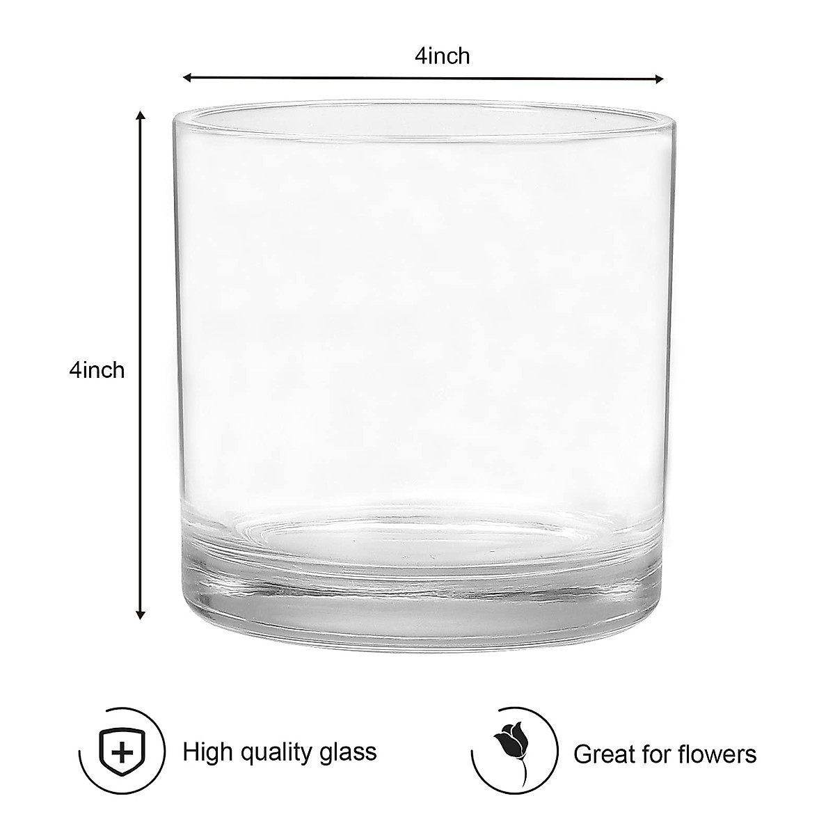 6 Pack Clear Glass Cylinder Vases, Table Flowers Vase Candle Holder for Home,Garden, Wedding Centerpiece Decorations and Formal Dinners (Width 4", Height 4")