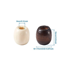 Craftdady 200Pcs Large Hole Barrel Wood European Loose Beads 4 Colors Natural Wooden Dreadlock Hair Braid Beads 16x16-17mm for Macrame Rosary Bracelet Jewelry Craft Making Hole: 8mm