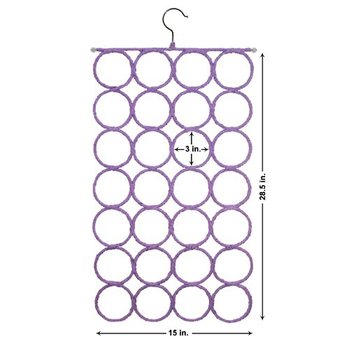 Marcus Mayfield Scarf Hanger & Closet Organizer, The No Snags Best Space Saving Scarf & Tie Hanger & Holder for Scarves, Pashminas & Infinity Scarves | Stores Over 2 Dozen Accessories (1-Purple)