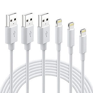 Quntis USB Cable for iPhone 13 [MFi Certified], 3Pack 3/6/10 FT iPhone Charger Cord USB A to Lightning Cable, Phone Charging Cord for iPhone 14 Pro Max 13 Mini 12 11 X 8 7 6 Plus iPad Airpods - White