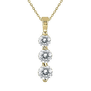 1 Carat TW Three Stone Diamond Pendant in 14K Yellow Gold