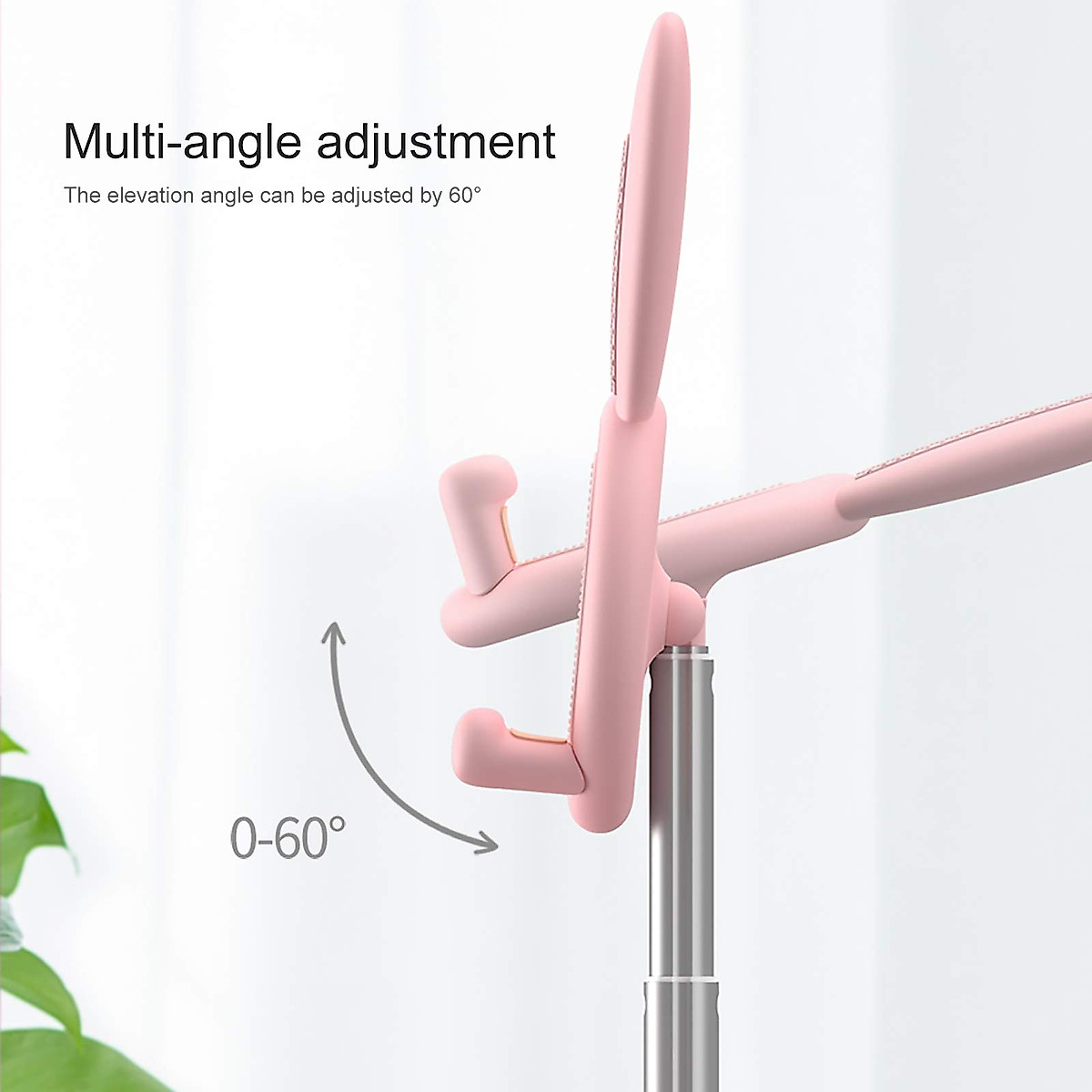 OATSBASF Cell Phone Stand, Adjustable Cute Bunny Phone Stand for Desk, Kawaii Phone Holder Stand, Compatible with All Mobile Phones, iPhone, Kindle, Switch (Pink)