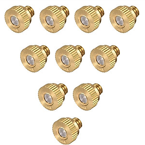 50pcs Brass Misting Nozzles Replacement Heads for Outdoor Cooling System, Low Pressure Atomizing Misting Sprayer for Patio Lawn, Landscaping, Dust Control, 10/24 UNC (Size : 0.6mm(0.024''))