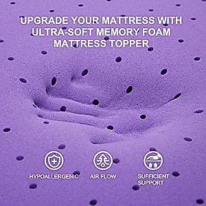 SINWEEK 2 Inch Gel Memory Foam Mattress Topper Ventilated Soft Mattress Pad, Bed Topper, CertiPUR-US Certified, Twin Size, Purple