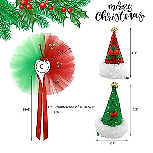 Vehomy Dog Christmas Costume - Christmas Dog Cat Tutu Skirt with Bell and Bow Tie Pet Xmas Hat Hairpin and Christmas Dog Bandanas Puppy Kitty Xmas Accessories for Cats Small Medium Dogs 5Pcs