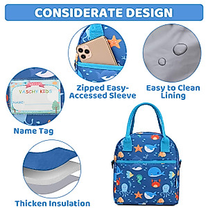 VASCHY Lunch Box Bag for Kids, Insulated Lightweight Lunch Tote for Children Boys and Girls School Daycare Kindergarten Ocean