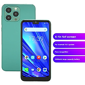 IP14 Pro Smartphone, 6.1in 4GB 32GB ROM Unlocked Smartphone Face Recognition Dual Card Dual Standby Cellphone, Great Gifts for Parents (Green)