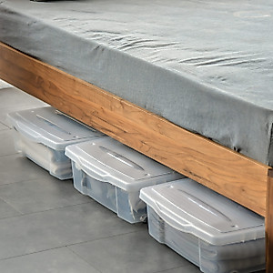 Citylife 2 Packs 57 QT Plastic Under Bed Storage Bins with Double-opening Lids Clear Underbed Storage Containers with Wheels for Organizing Shoes, Blankets, Clothes