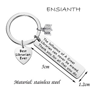 ENSIANTH Librarian Keychain Librarian Retirement Gift Best Librarian Ever Gift Librarian Appreciation Gift (Librarian Keychain)