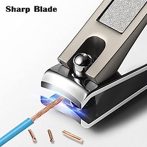 BEZOX Nail Clippers, Ergonomic Fingernail and Toenail Clipper with Non-Slip Design, Professional Nail Cutter for Men and Women with Nail File and Delicate Tin Case, 2 Pcs