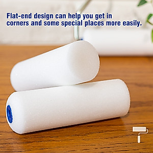 Mister Rui Foam Paint Roller, Sponge Paint Roller Sleeve, High Density Foam, for Furniture Painting and Decorating, 4 Inch Head-Rounded Design (110mm), Pack of 10