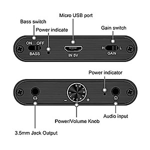 LVY Headphone AmplifierAudio Volume Adjustment Amp, 3.5mm Audio Headphone Amplifier Compatible Laptop/MP3/MP4/Phones/Computer and Various (AA015 Headphone Amplifier)