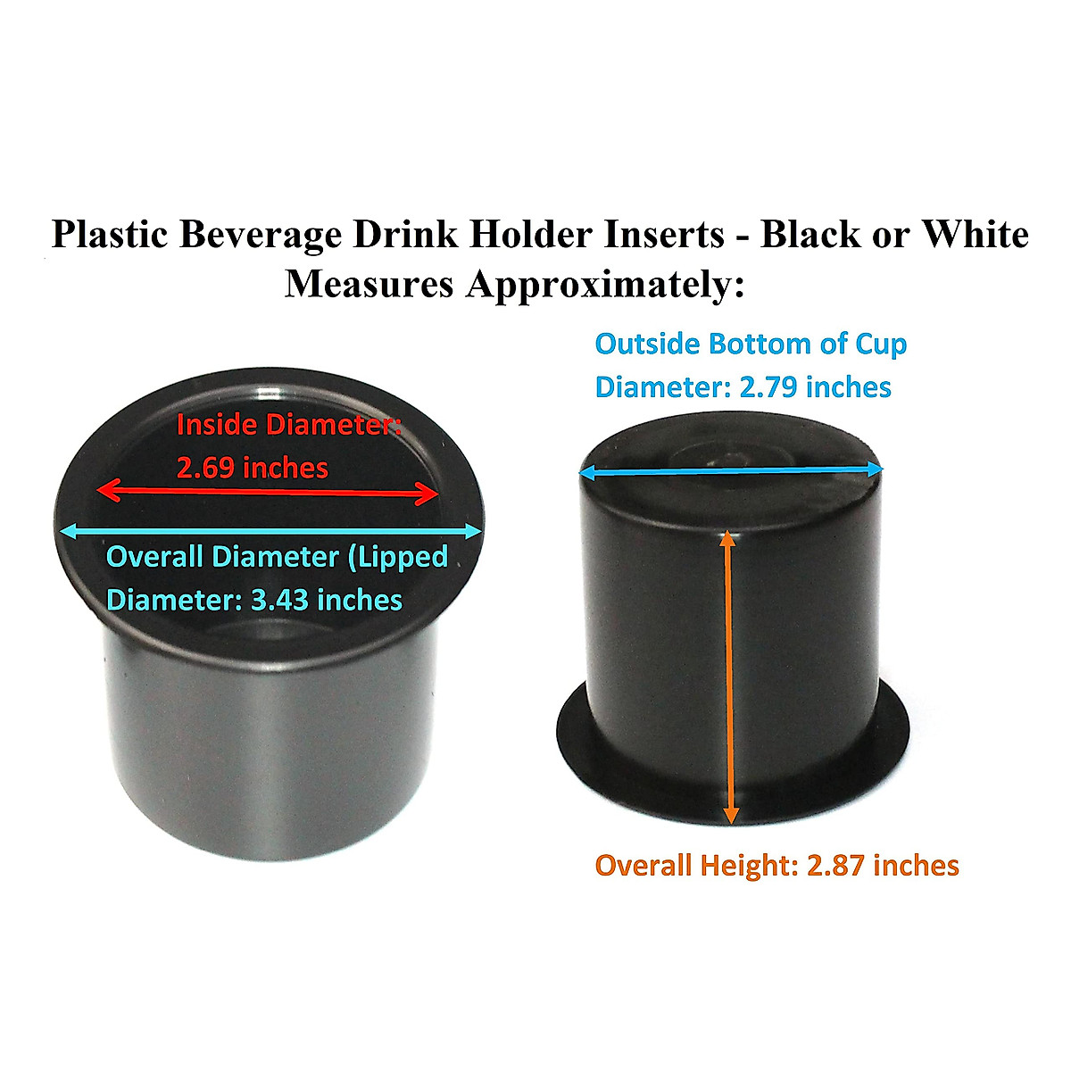 Plastic Small 2 7/8 inch Black Drop in Beverage Drink Can Holder Insert Perfectly Fits 12oz Beverage cans and 16oz Plastic Water Bottles Multipack Wholesale Bulk Listing Poker Table(2)