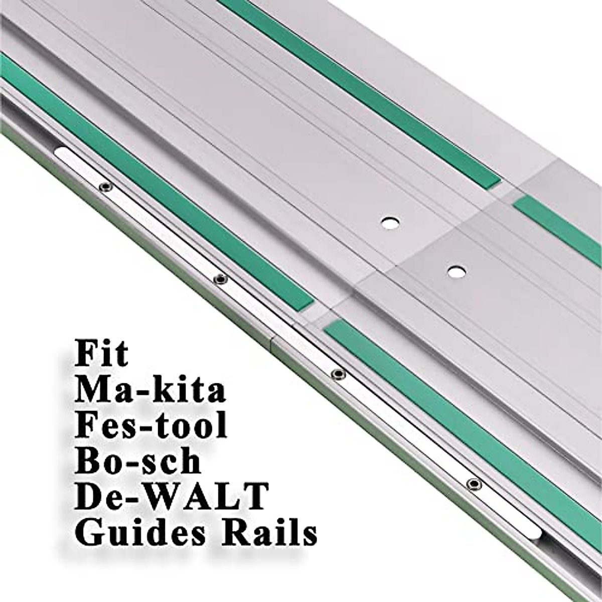 Guide Rail Connector Set P-45777 for Makita Track Saw Long Cuts， Also Compatible with Festool, Fit for DeWalt, Fit in Integrated Guide Rail T-Slots for Secure Cutting, 2 PCS, Sliver