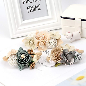 PABOBIT Baby Girl Flower Nylon Headband-Elastic Hair Band Handmade Bow For Newborn Infant Toddler Pack of 3 (Multicoloured)