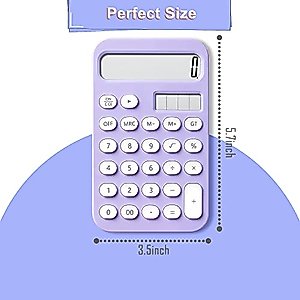 VEWINGL Standard Calculator 12 Digit,Desktop Dual Power Battery and Solar,Desk Calculator with Large LCD Display for Office,School, Home & Business Use,Automatic Sleep.5.7 * 3.5in (Purple) (XT-50)