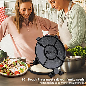 Ezyec Cast Iron Tortilla Press 8-10 Inch, Large Roti Maker with Silicone Grip Handle for Roti, Taco, Flour, Corn, Dough, Chapati, Sturdy Prensa Para Tortillas Maker Press W/ 50 Pcs Parchment Paper