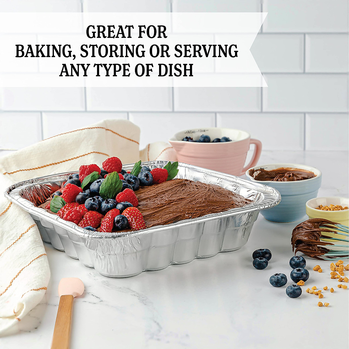 PLASTICPRO Disposable 10'' X 10'' X 3'' Inch Square Aluminum Tin Foil Baking Pans Bakeware - Cookware Perfect for Baking Cakes, Breads, Brownies, Bread, Meatloaf, Lasagna, Pack of 10