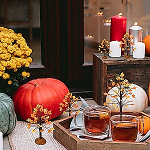 6 Pieces Mini Decor Trees Small Holiday Branch Village Trees Artificial Model Trees Miniature Trees Village Displays Tree for House Garden Festival Decorations, 3 Sizes (Maple Tree)