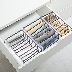 HSD Houseware 3PCS Drawer Organizers Clothes, Wardrobe Organizers and Storage, Washable Wardrobe Clothes Organizer, Wardrobe Organizer for Jeans, Pants, Sweater, Leggings, Socks, T-Shirts
