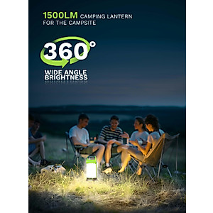 Favourlite Camping Lantern, 1500LM 2COB Rechargeable Lantern 180° Rotatable Camping Light with 4000 Capacity Phone Charger Waterproof Portable LED Lantern for Emergency Power Outages Hiking