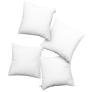 nestl Plain Throw Pillows 20"x20" Inches Decorative Pillow Insert Square Throw Pillow Inserts 4 Pack Premium Down Alternative Polyester Pillow Cushion Sham Stuffer for Couch Sofa Bed - Set of 4