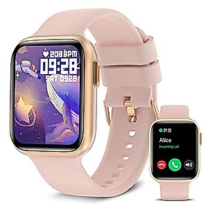 Bebinca Smart Watches for Women (Answer/Make Call) with Heart Rate/Sleep/Blood Oxygen Monitor, Voice Assistant Compatible with Samsung iPhone Android Phones, IP68 Waterproof, Rose Gold