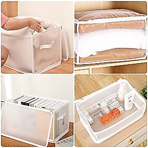 GUOYIHUA 3 Pack Closet Storage Bins for Shelves, Foldable Cube Storage Organizer, Washable Drawer Storage Baskets for Bra, Panties, Socks, Toys, Home Bedroom Organizing (13L, White)